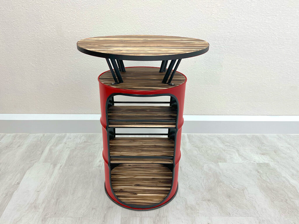 Oil drum tables - Tonnentumult barrel bar tables, coffee tables, bed tables