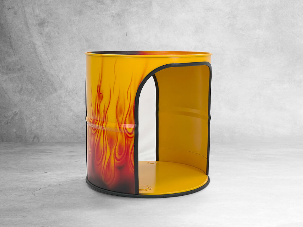 Oil drum tables - Tonnentumult barrel bar tables, coffee tables, bed tables