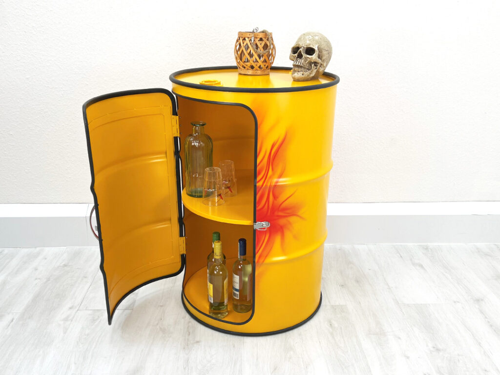 Barrel house bar "Jules" - Tonnentumult - round cabinet made of 200l drum