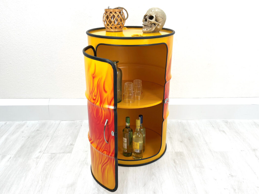 Barrel shelves & cabinets - Tonnentumult upcycling oil drum wall shelve