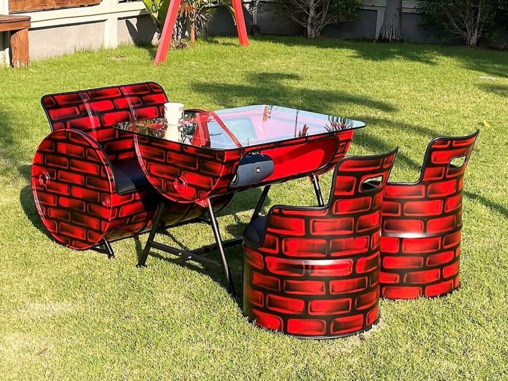 Oil drum seating set - Tonnentumult Upcycling lounge barrel seating set